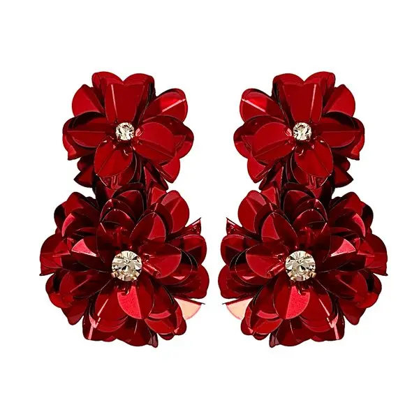PINAR OZEVLAT Blossom Drop Earrings - Red