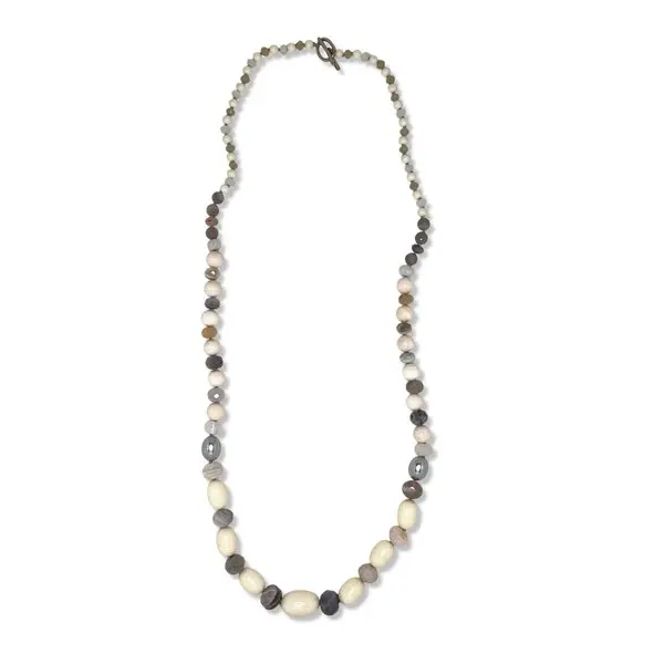 JAREDJAMIN Montana Quarry Beaded Necklace - Grey/white