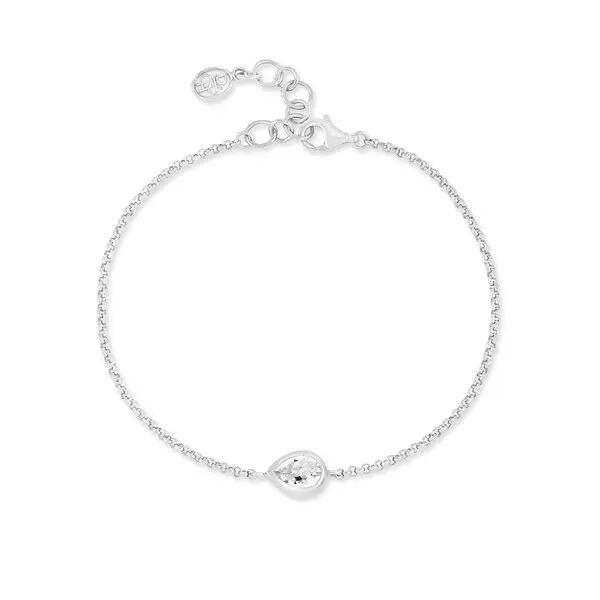 DOWER & HALL Sterling Silver Pear White Topaz Chain Bracelet - Silver/white