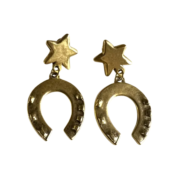 SCCOLLECTION Lucky Horseshoe Dangle Earrings - Gold