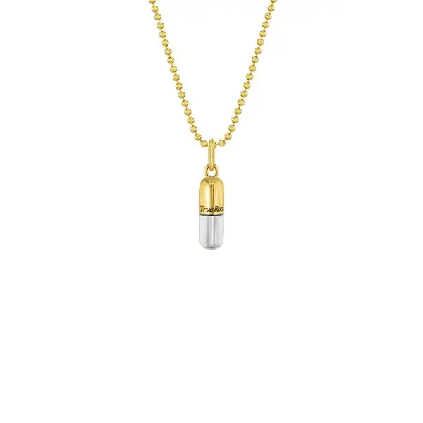 TRUE ROCKS Small Pill Pendant Necklace - Silver/gold