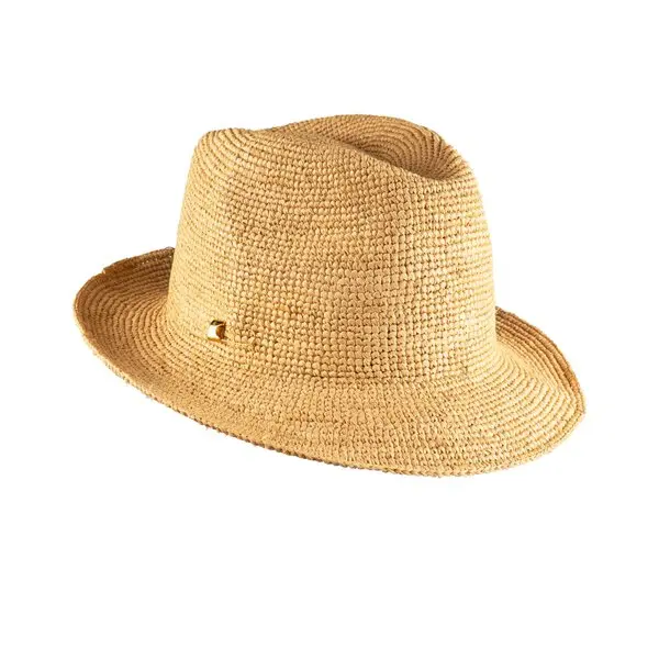 SHADED THE LABEL Neutrals Straw Trilby Hat - Gray/yellow