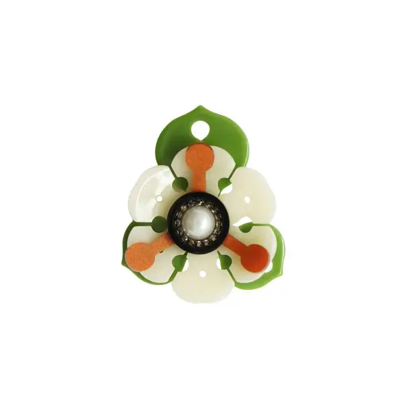 GISSA BICALHO Flower And Leaf Brooch - White