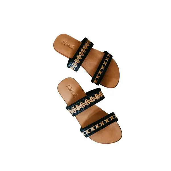Pink Haley Milani Cane And Leather Slide Sandals