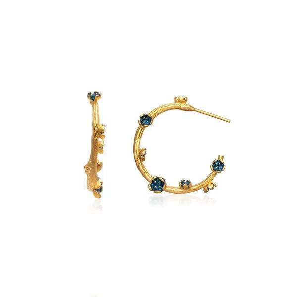 MILOU JEWELRY Small Flower Hoop Earrings - Blue