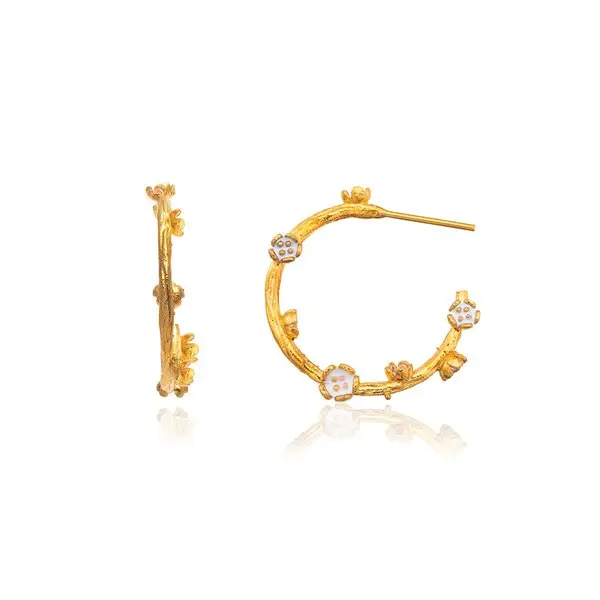 MILOU JEWELRY Small Flower Hoop Earrings - White
