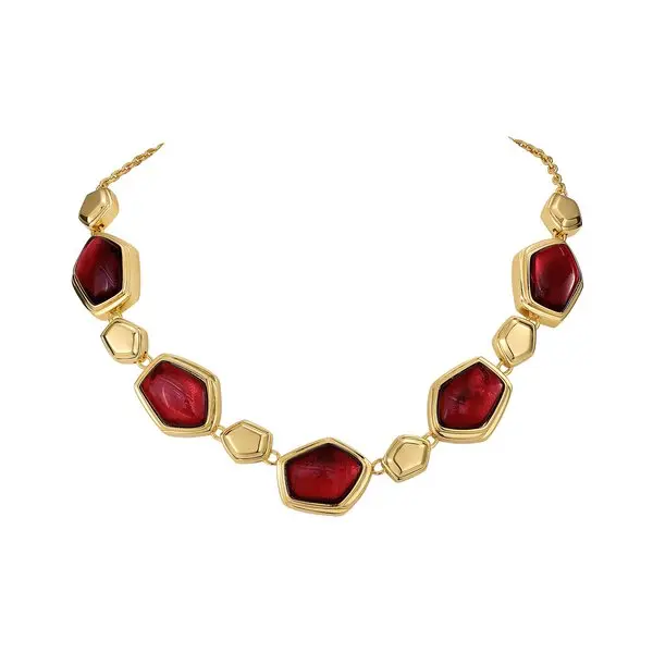 RETRO CHIC Ancient Rome Collection Gold-plated Necklace - Gold/red