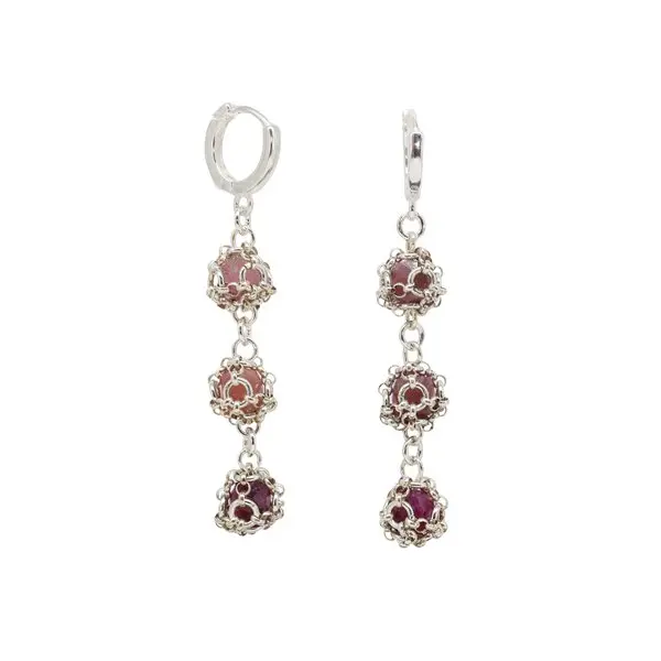 MHART Ruby Triple Set Earrings - Red