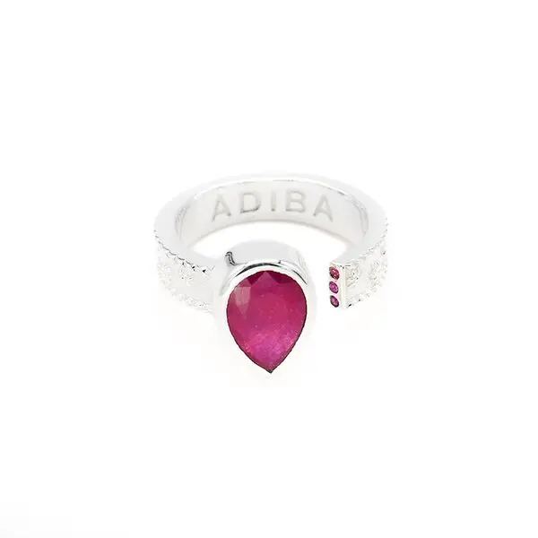 ADIBA Silver Ruby Ring - Red/silver