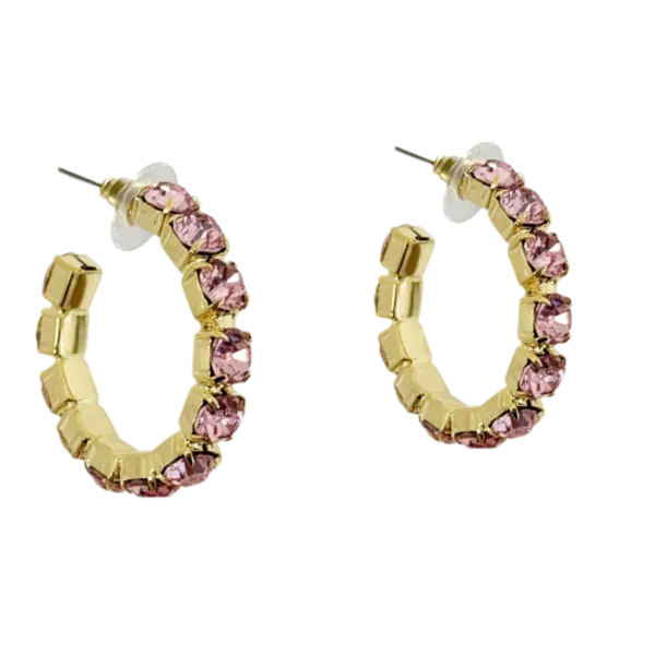 LAURA GRAY Crystal Hoop Earrings - Pink
