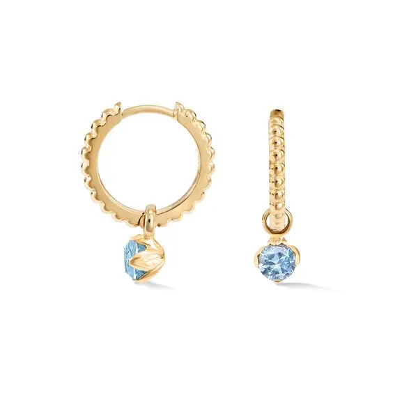 DOWER & HALL Aquamarine Charm Hoop Earrings - Gold