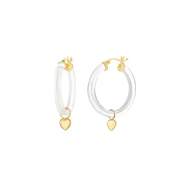 GOLD & HONEY Heart Charm Hoop Earrings - Gold