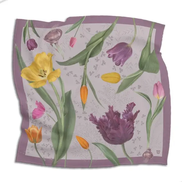 SILK&SOUL Tulip Scarf In Mauve - Purple