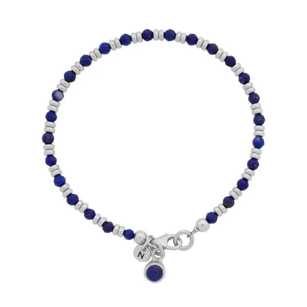 NELLOU JEWELLERY Linear September Birthstone Lapis Lazuli Bracelet - Blue