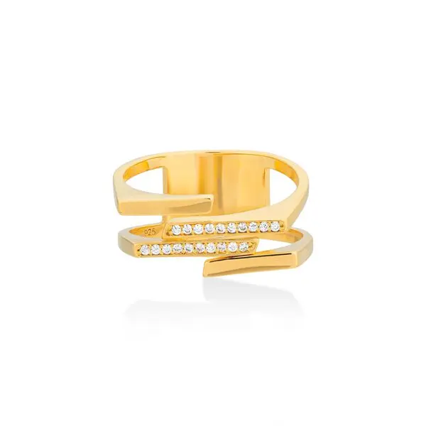 SHABELLA NYC Dual Rectangular Signet Ring - Gold