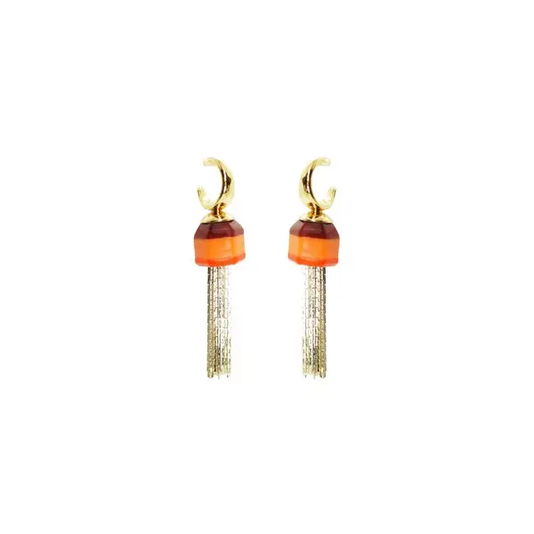 GISSA BICALHO Acrylic Fringe Dangle Earrings - Orange