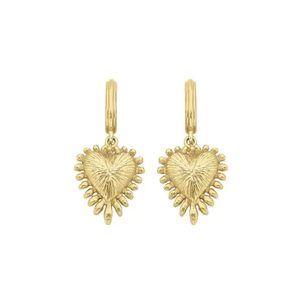 ZOË & MORGAN Mini Heart Rays Hoop Earrings - Gold