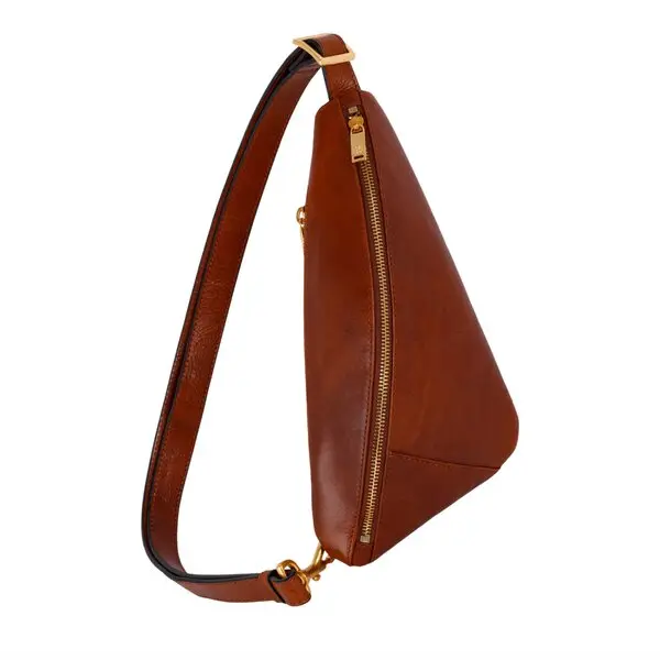 TIME RESISTANCE Leather Sling Bag - Brown