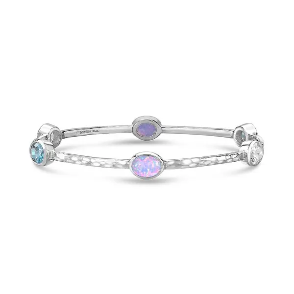 DOWER & HALL Oval Opal & Topaz Array Bangle - Silver