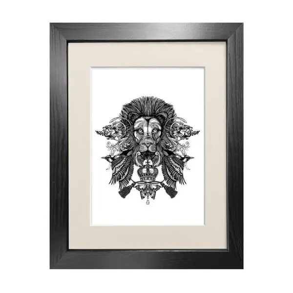 EMILY CARTER The Regal Lion' Fine Art Print A4 - Black