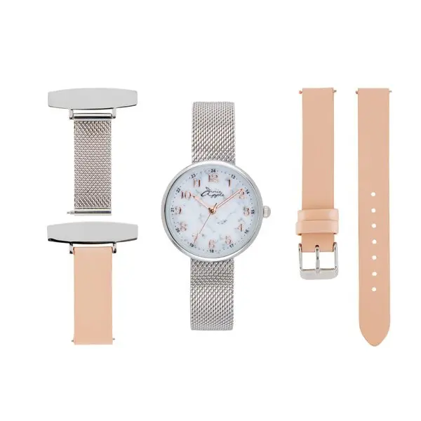 BERMUDA WATCH COMPANY Venus Interchangeable Watch With Marble Dial - Gray/pink