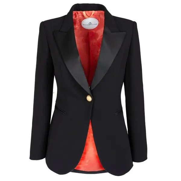 THE EXTREME COLLECTION Premium Crepe Blazer With Satin Flaps