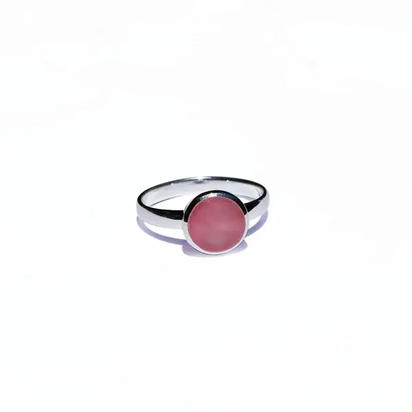 FV JEWELLERY Rose Quartz Circle Ring - Pink/silver