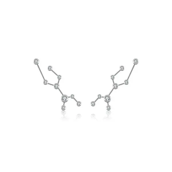 GENEVIEVE COLLECTION Virgo Zodiac Constellation 18k Gold & Diamond Earring - White