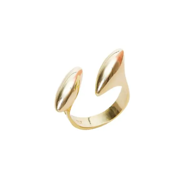 SPERO LONDON Double Marquise Sterling Silver Adjustable Ring - Gold