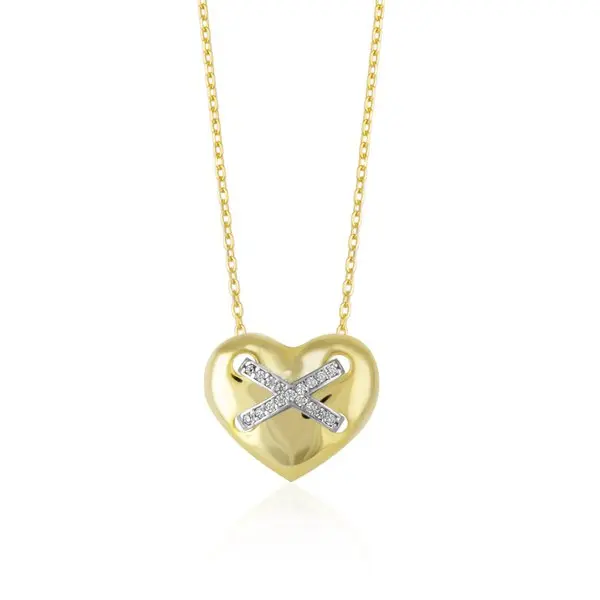 SPERO LONDON Heart X Pendant Necklace - Gold