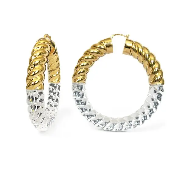 GOLD & HONEY Xl Clear And Chunky Rope Hoop Earrings - Gold