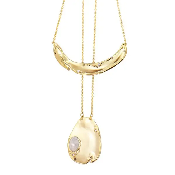 RARE MATTERS JEWELRY Gemstone Duo Pendant Necklace - White