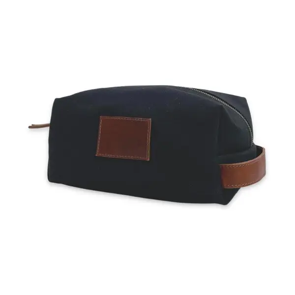 VIDA VIDA Canvas & Leather Wash Bag - Black