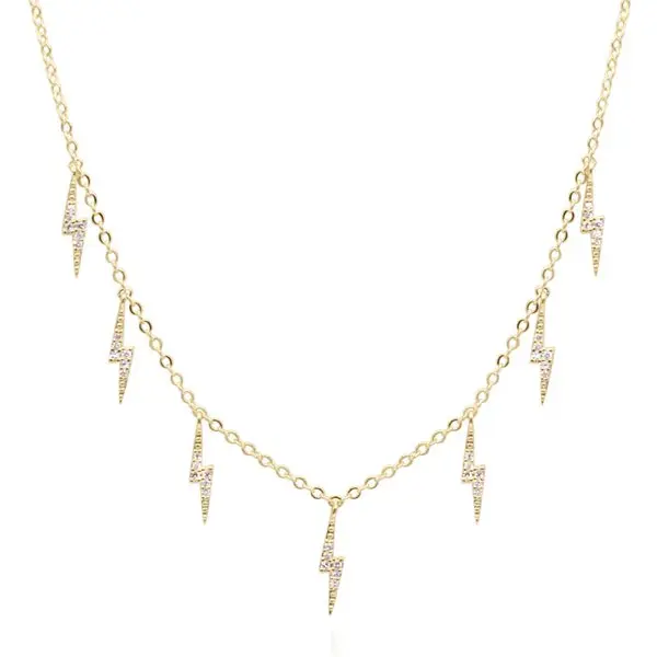 LUNA CHARLES Beau Lightning Bolt Charm Necklace - Gold