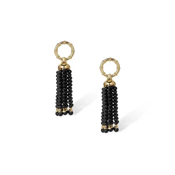 RETRO CHIC Agate Tassel Earrings - Gold/black