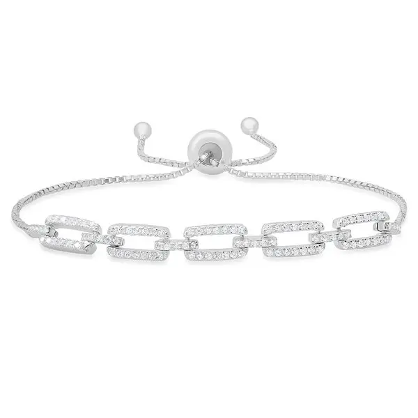 KYLIE HARPER Diamond Cz Paperclip Link Bracelet - Silver