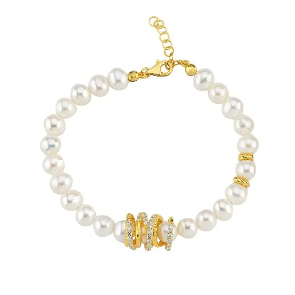 LINYA JEWELLERY Amour Caged Pearl Bracelet - Gold