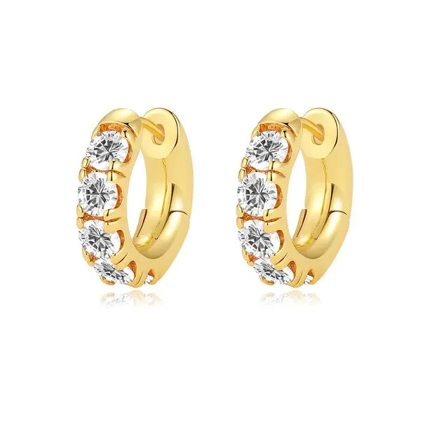 CLASSICHARMS Daniela Huggie Hoop Earrings - Gold/white