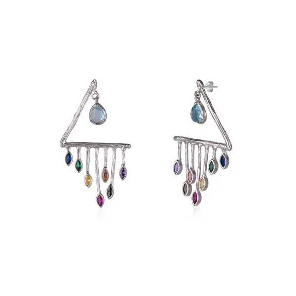 SPERO LONDON Sterling Multi Stone Drop Earrings - Silver