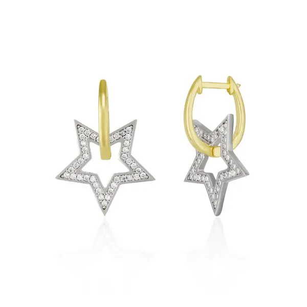 SPERO LONDON Sterling Silver Star Hoop Earrings - Gray