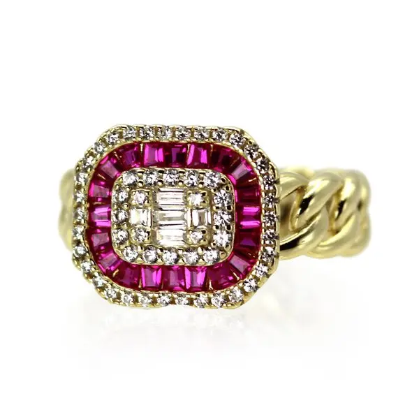 VICSTONENYC FINE JEWELRY Halo Cubic Zirconia Statement Ring - Gold