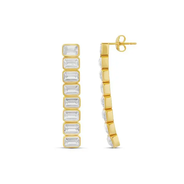 SHYMI Emerald Bezel-set Drop Earrings - Gold