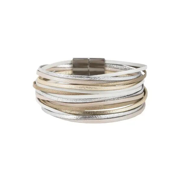 Saachi Jolie Metallic Leather Bracelet - White