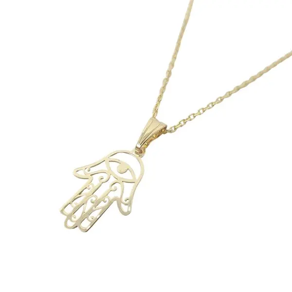 HARFI Hamsa Hand Charm Plated Necklace - Gold
