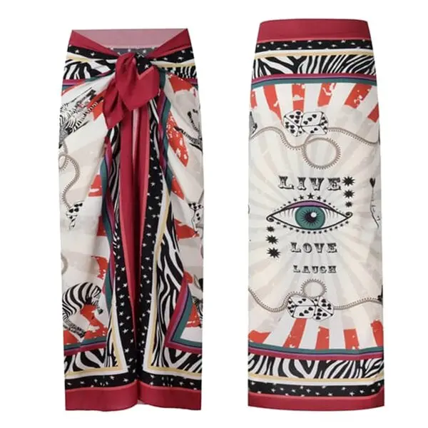 Loveist Store Jordi Print Sarong Pareo - Red
