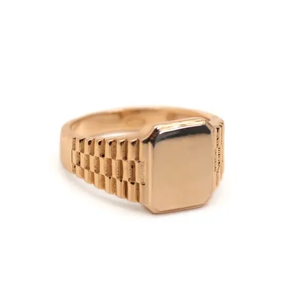 VICSTONENYC FINE JEWELRY Signet Solid Gold Ring - Rose Gold