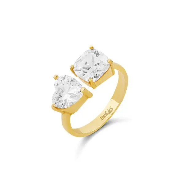 SHYMI Two Stone Cocktail Ring - Gold