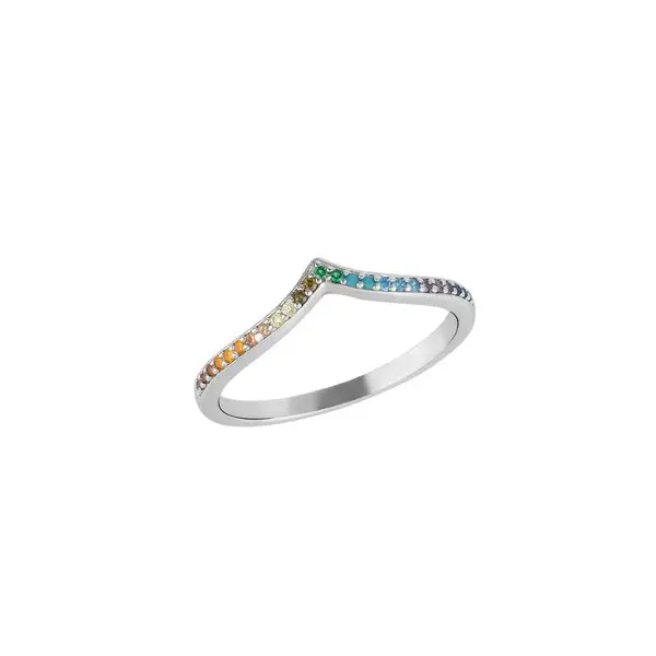 SPERO LONDON Wishbone Ring With Gemstones - Silver