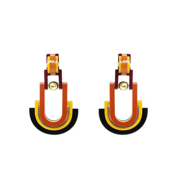 GISSA BICALHO Handmade Acrylic Dangle Earrings - Black