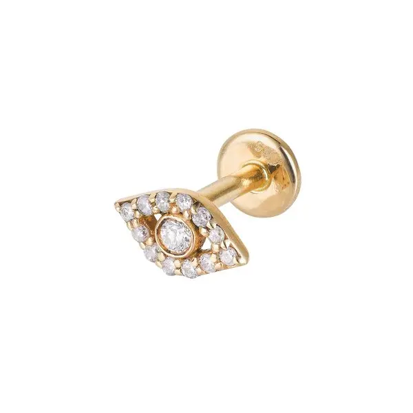 ZOHREH Diamond Evil Eye Flat Back Earring 14k - Gold